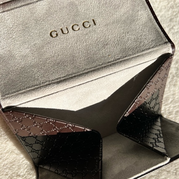 Gucci | Accessories | Gucci Brown Gg Monogram Triangular Eyeglasses ...